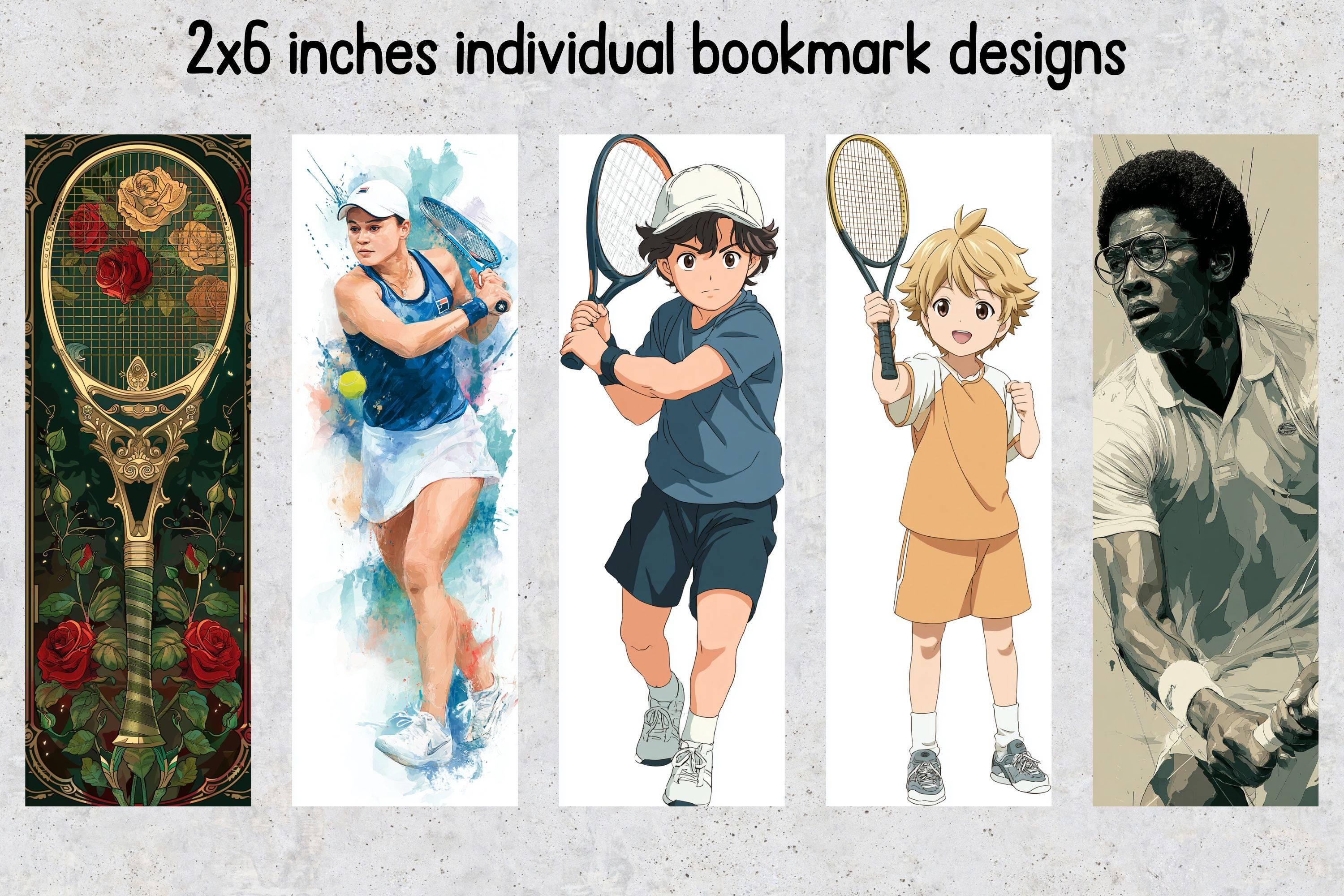 50 Tennis Printable Bookmarks, Tennis Digital Bookmark Sheets, Tennis ...