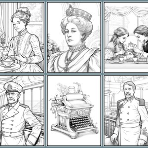 30 Victorian Era Coloring Pages, Victorian Adults Printable Grayscale ...