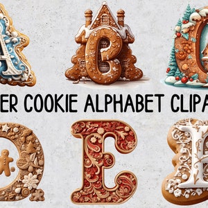 Ginger Cookie Alphabet PNG Sublimation Clip Art, Set of Transparent PNG ...