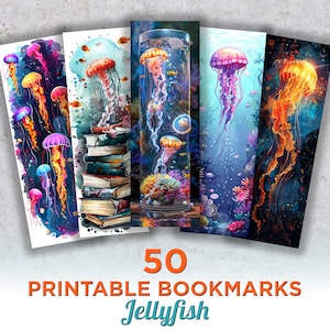 50 Jellyfish Printable Bookmarks, Ocean Digital Download Bookmark ...