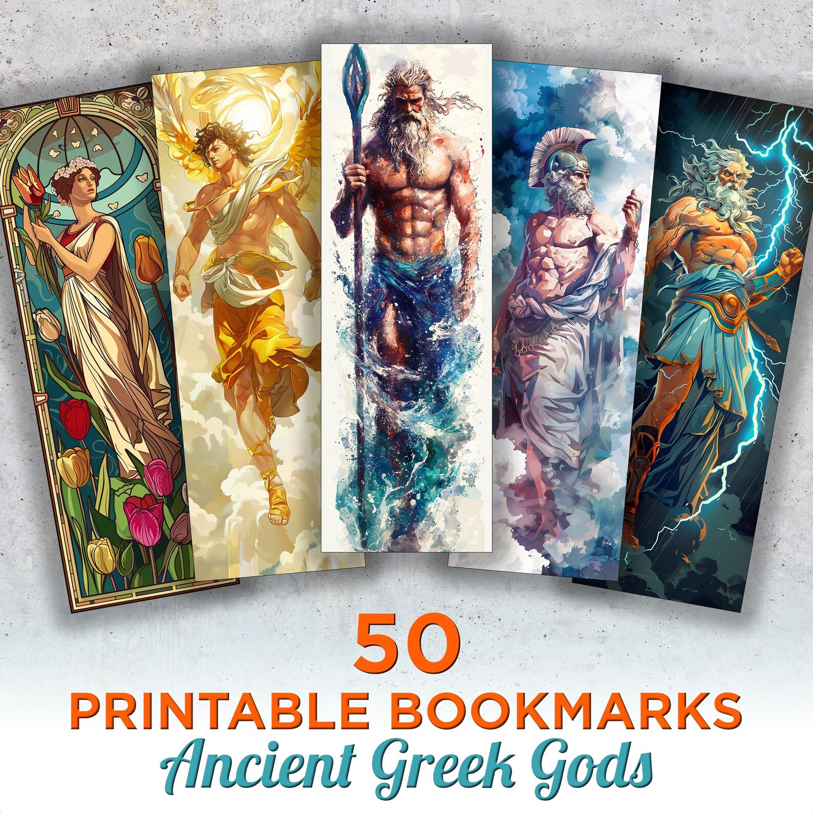 50 Ancient Greek God Printable Bookmarks, Greek Digital Download ...
