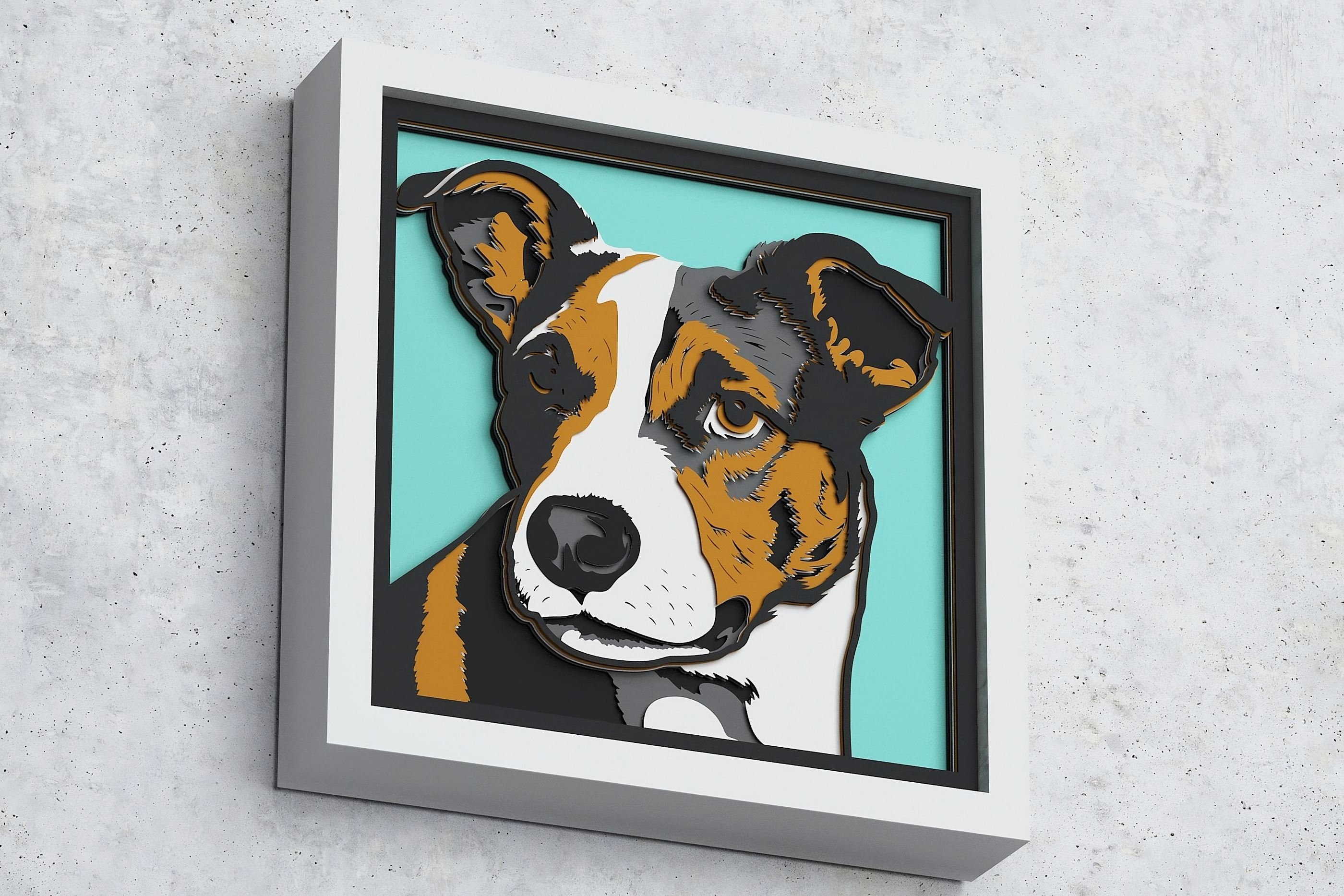 Jack Russell Terrier Shadow Box, 3D Dog SVG Layered Design for Cricut ...