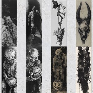 50 Scary Aesthetics Printable Bookmarks, Pencil Drawing Digital ...