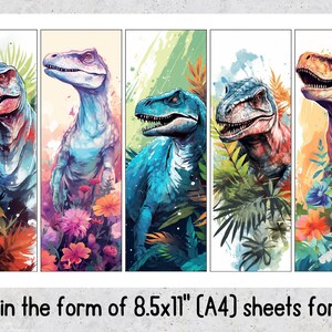 45 Dinosaurs Printable Bookmarks, Dinosaur Digital Download Bookmark ...