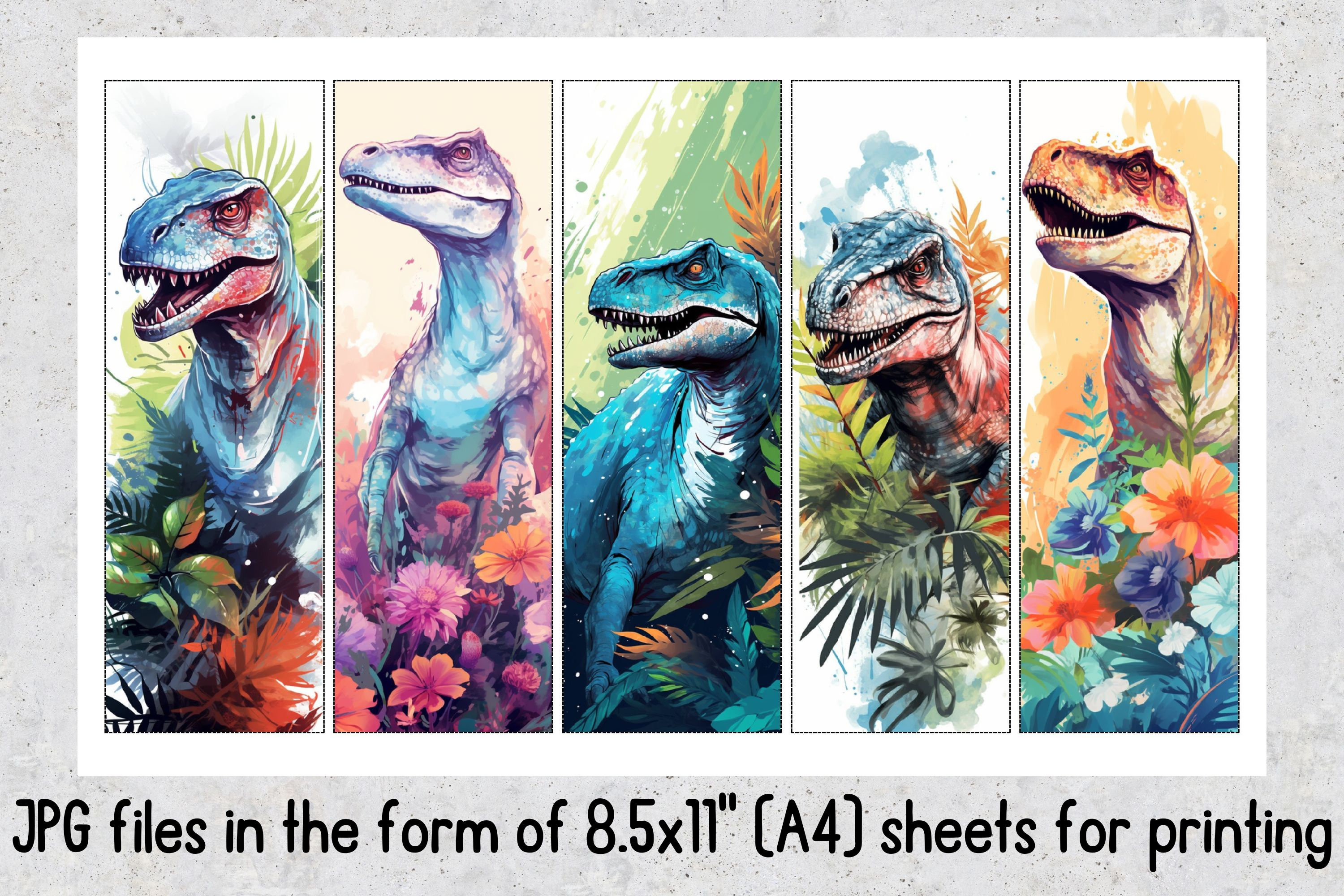 45 Dinosaurs Printable Bookmarks, Dinosaur Digital Download Bookmark ...
