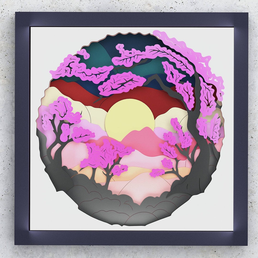 Sakura Shadow Box, SVG Layered Design for Cricut Silhouette and Other ...