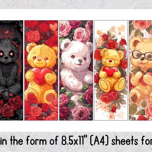 40 Teddy Bear Printable Bookmarks, Toy Bear Digital Download Bookmark ...