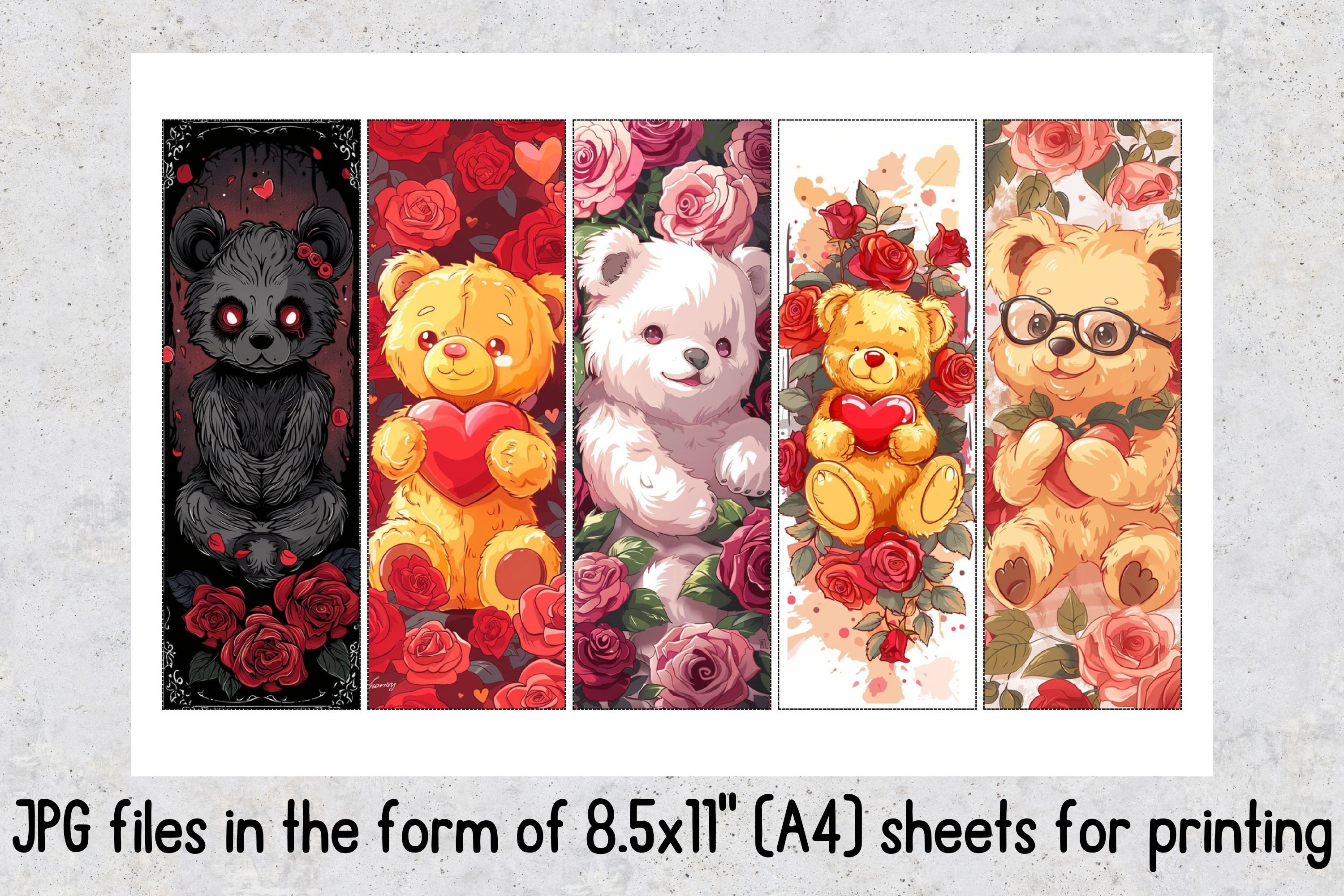 40 Teddy Bear Printable Bookmarks, Toy Bear Digital Download Bookmark ...