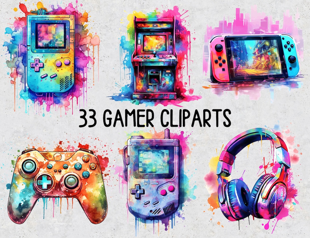 33 Gamer PNG Sublimation Clip Arts Bundle, Set of Transparent ...
