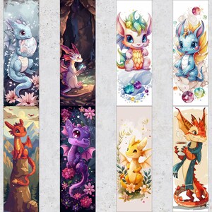 50 Baby Dragon Printable Bookmarks, Dragon Digital Download Bookmark ...