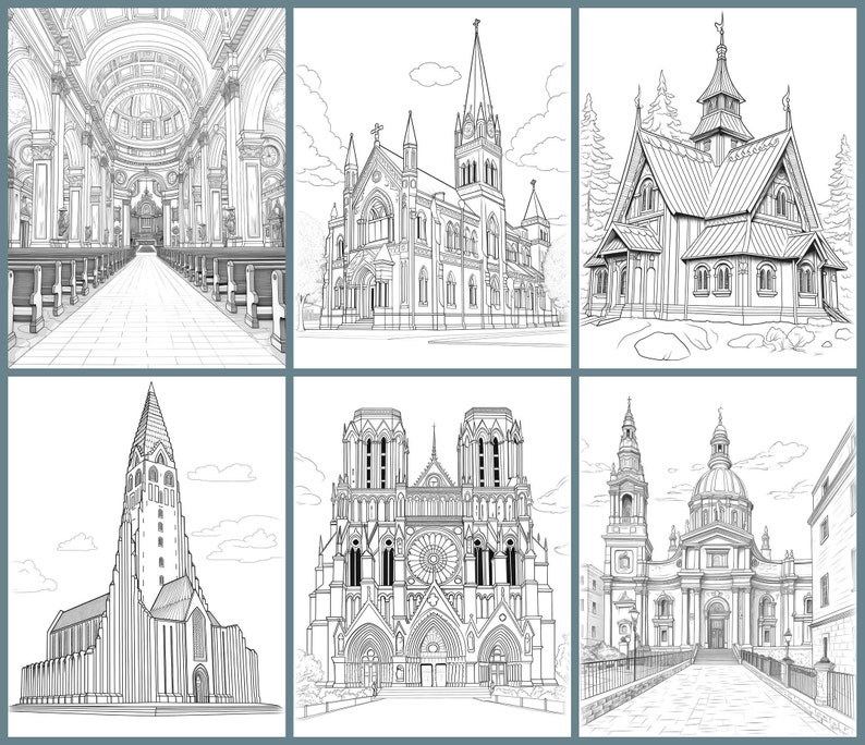 35 Cathedrals Coloring Pages, Adults Printable Coloring Page With ...