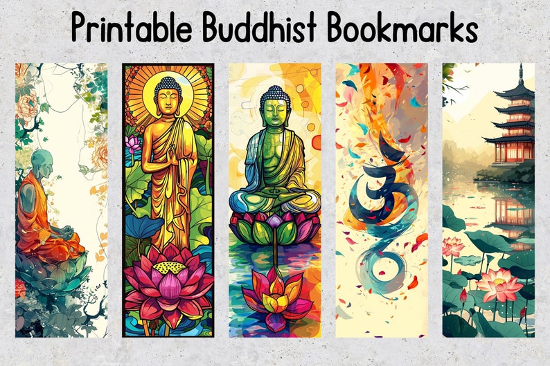 50 Buddhist Printable Bookmarks, Buddhism Digital Download Bookmark ...