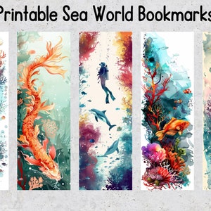 50 Sea World Printable Bookmarks, Ocean Digital Download Bookmark ...