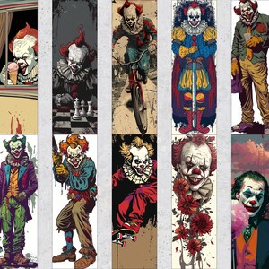 50 Evil Clown Printable Bookmarks, Evil Clowns Digital Bookmark Sheets ...