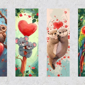 45 Romantic Hearts Printable Bookmarks, Heart Digital Download Bookmark ...