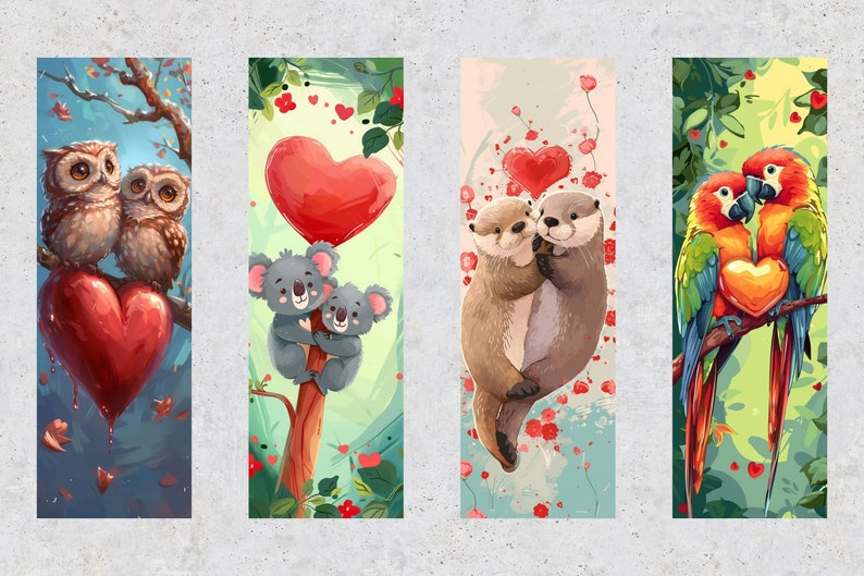 45 Romantic Hearts Printable Bookmarks, Heart Digital Download Bookmark ...