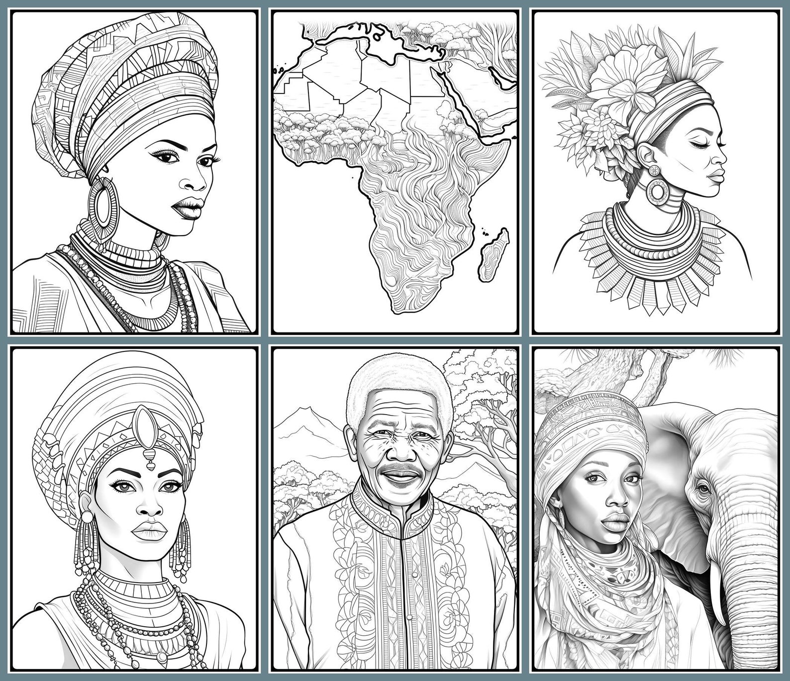30 Africa Coloring Pages, Adults Printable Coloring Page With African ...