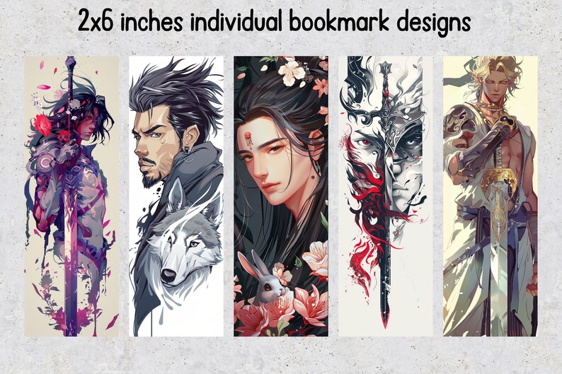 50 Anime Hero Printable Bookmarks, Anime Arts Digital Bookmark Sheets ...