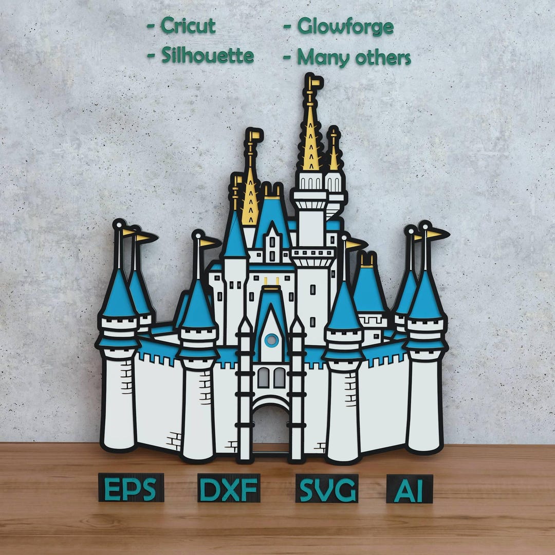 Cartoon Castle Layered Design for Laser and Paper Cutting, Castle SVG ...