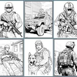 36 SWAT Coloring Pages, Adults Printable Army Forces Coloring Book ...