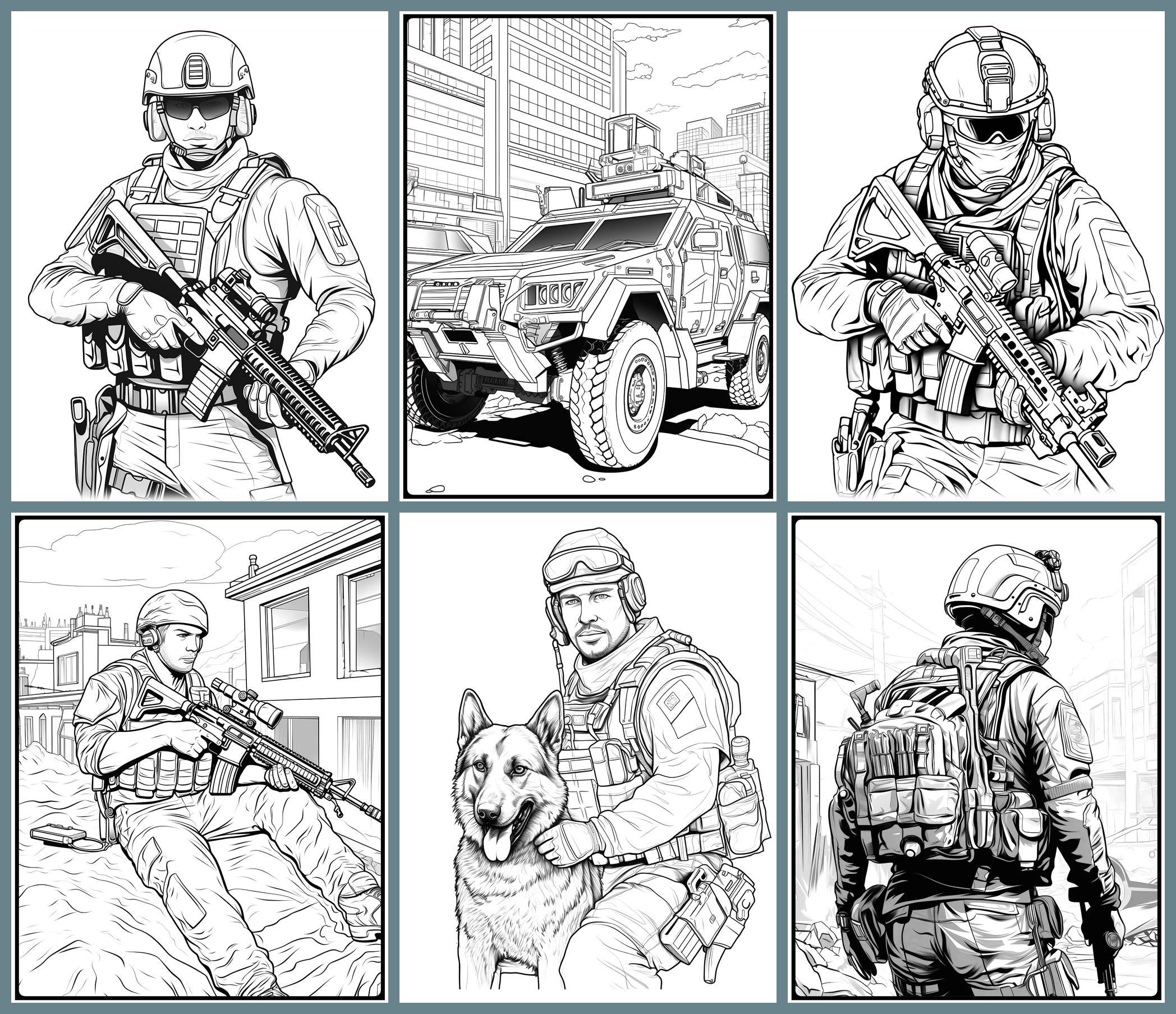 36 SWAT Coloring Pages, Adults Printable Army Forces Coloring Book ...