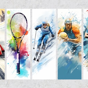 40 Sports Printable Bookmarks, Sport Digital Download Bookmark Sheets ...