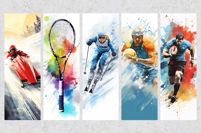 40 Sports Printable Bookmarks, Sport Digital Download Bookmark Sheets ...