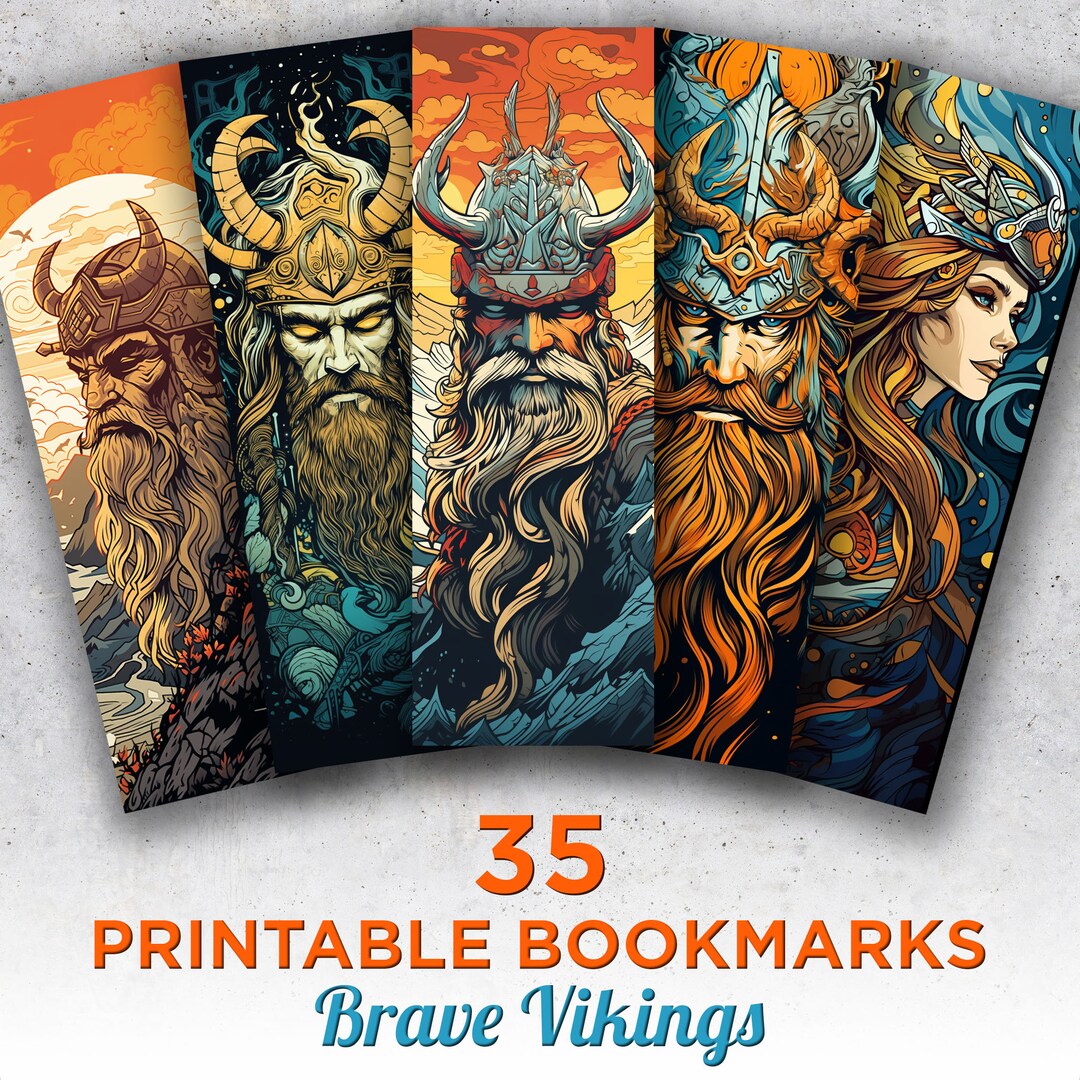 35 Vikings Printable Bookmarks, Vikings Digital Download Bookmark ...
