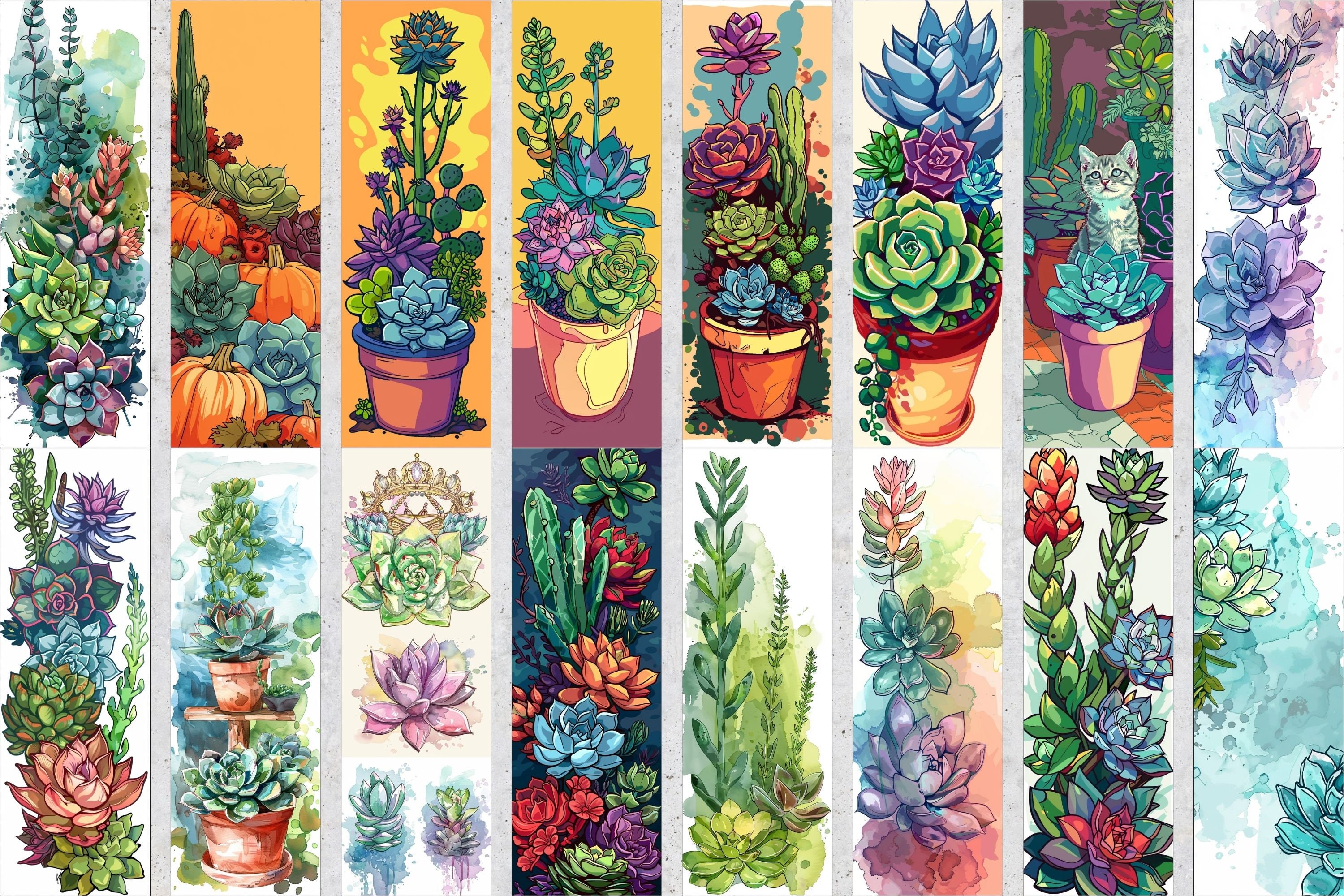 50 Cacti and Succulent Printable Bookmarks, Digital Download Bookmark ...