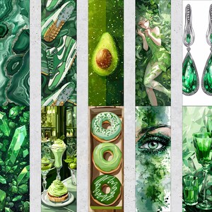 50 Total Green Printable Bookmarks, Green Digital Download Bookmark ...