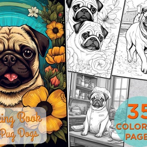 35 Cute Pug Dogs Coloring Pages, Pug Dog Adults Printable Coloring Page ...