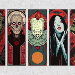 50 Horror Arts Printable Bookmarks, Horror Arts Digital Bookmark Sheets ...