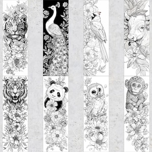 50 Printable Bookmarks for Coloring Animals, Animals Digital Download ...
