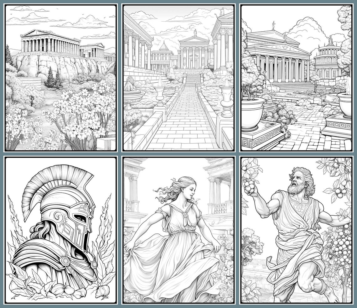 40 Ancient Greece Coloring Pages, Adults Printable Coloring Page With ...