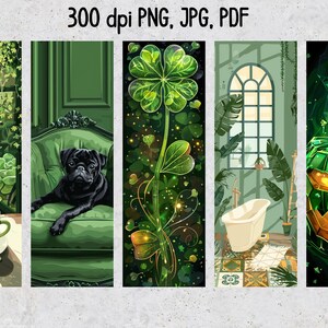 50 Total Green Printable Bookmarks, Green Digital Download Bookmark ...