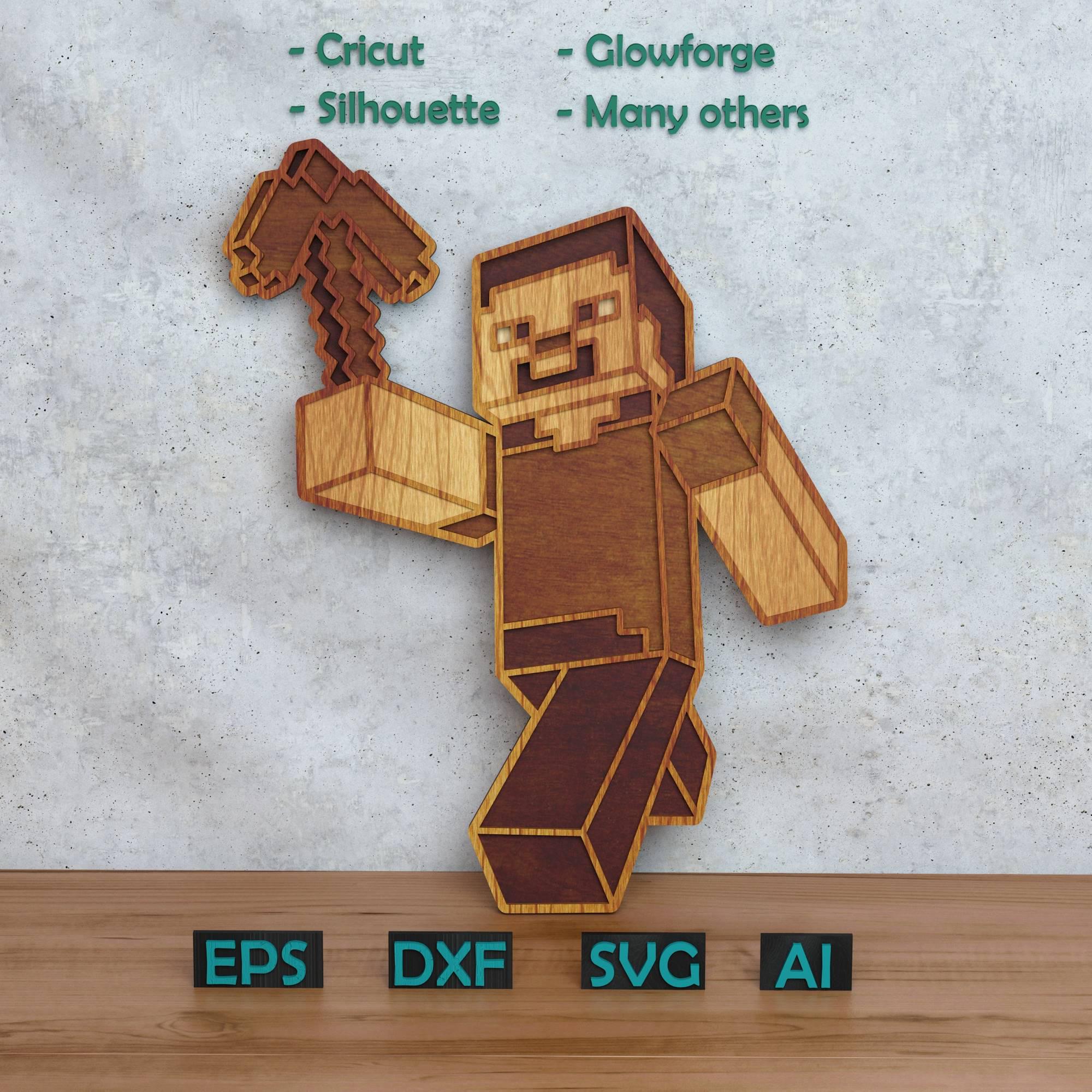 Blocky Game Guy Layered Design for Laser and Paper Cutting, Blocky Game ...