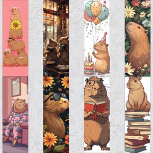 50 Capybara Printable Bookmarks, Capybara Digital Download Bookmark ...