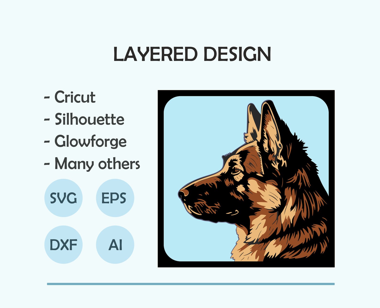 German Shepherd Shadow Box, SVG Layered Design for Cricut Silhouette ...