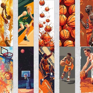 50 Basketball Printable Bookmarks, Basketball Digital Bookmark Sheets ...