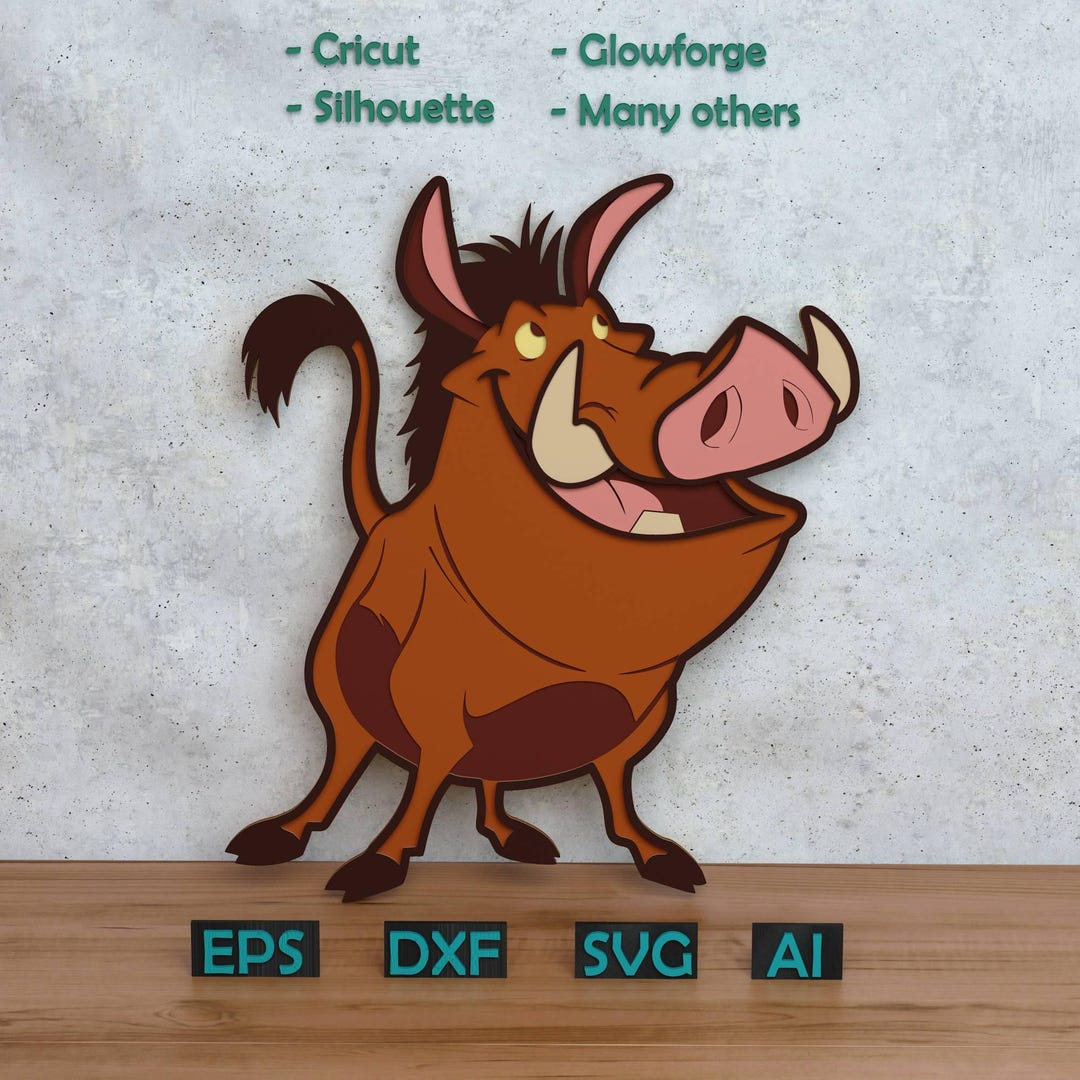 Pumba Layered Design for Laser and Paper Cutting, Pumba SVG DXF for ...