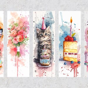 50 Birthday Printable Bookmarks, Birthday Digital Bookmark Sheets ...