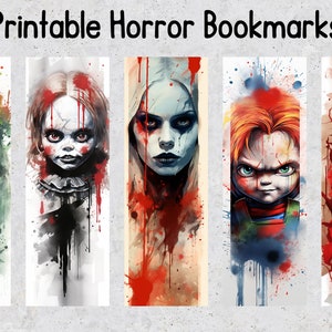 45 Horror Printable Bookmarks, Horror Digital Bookmark Sheets, Horror ...