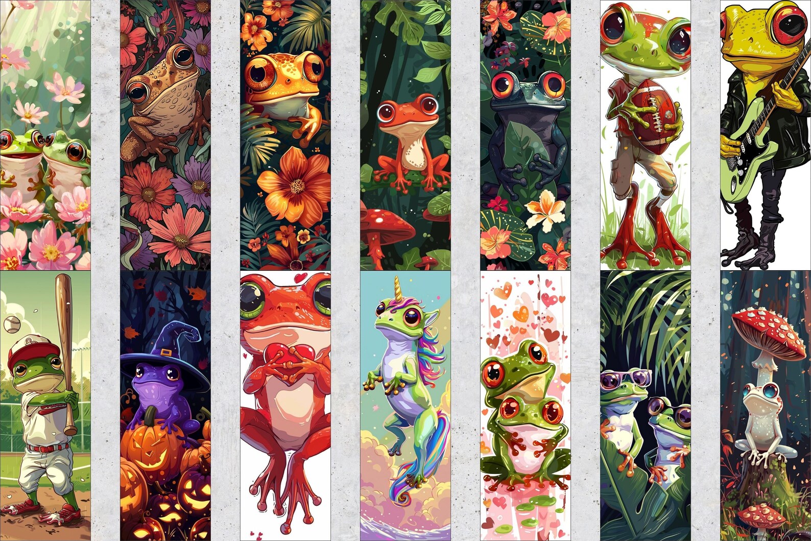 50 Frog Printable Bookmarks, Frog Digital Download Bookmark Sheets ...