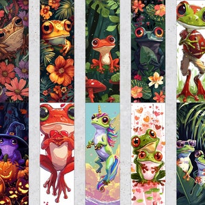50 Frog Printable Bookmarks, Frog Digital Download Bookmark Sheets ...