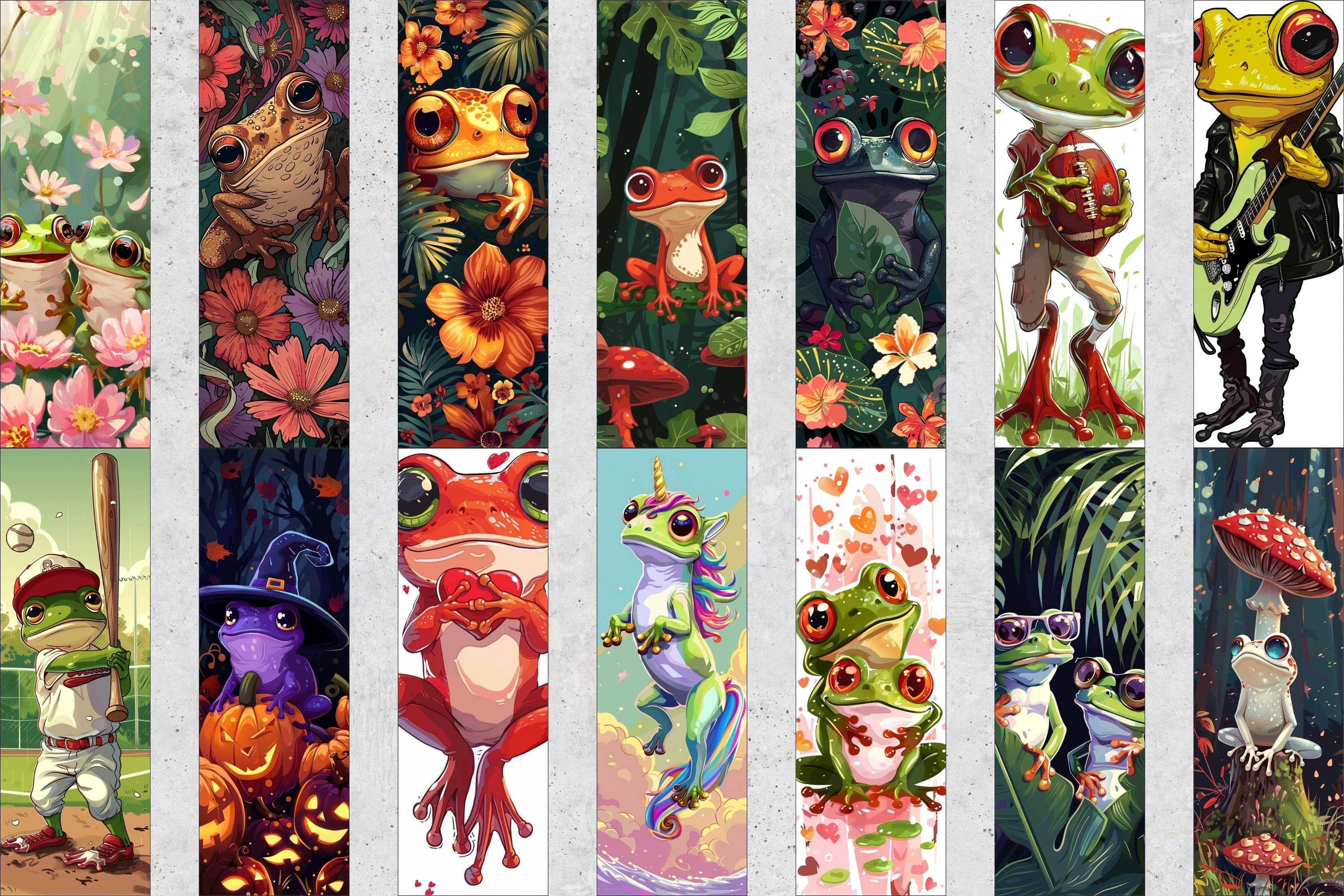 50 Frog Printable Bookmarks, Frog Digital Download Bookmark Sheets ...