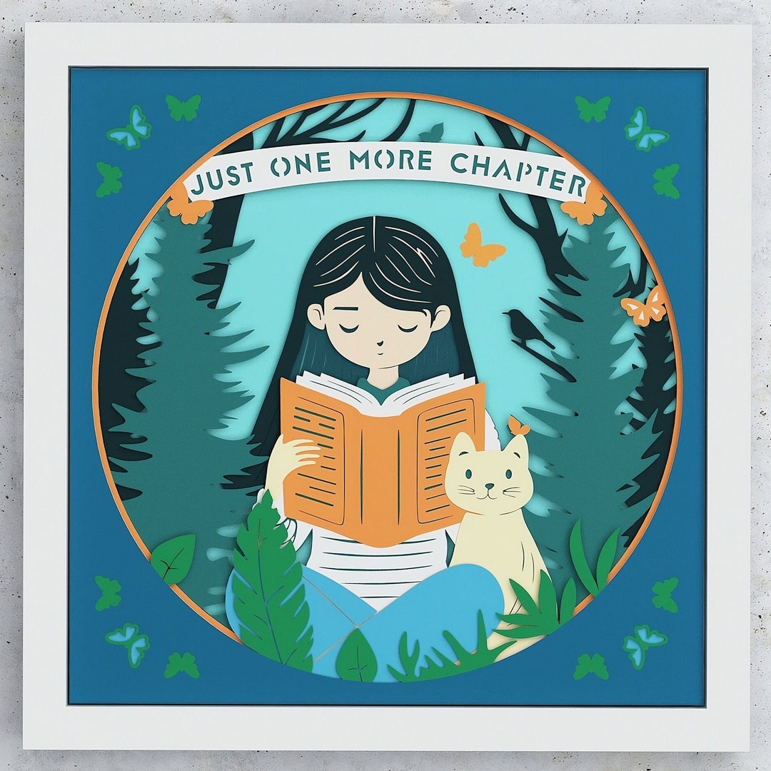 3D Book Lover Shadow Box, 3D Bookish SVG, Reading Layered Design for ...