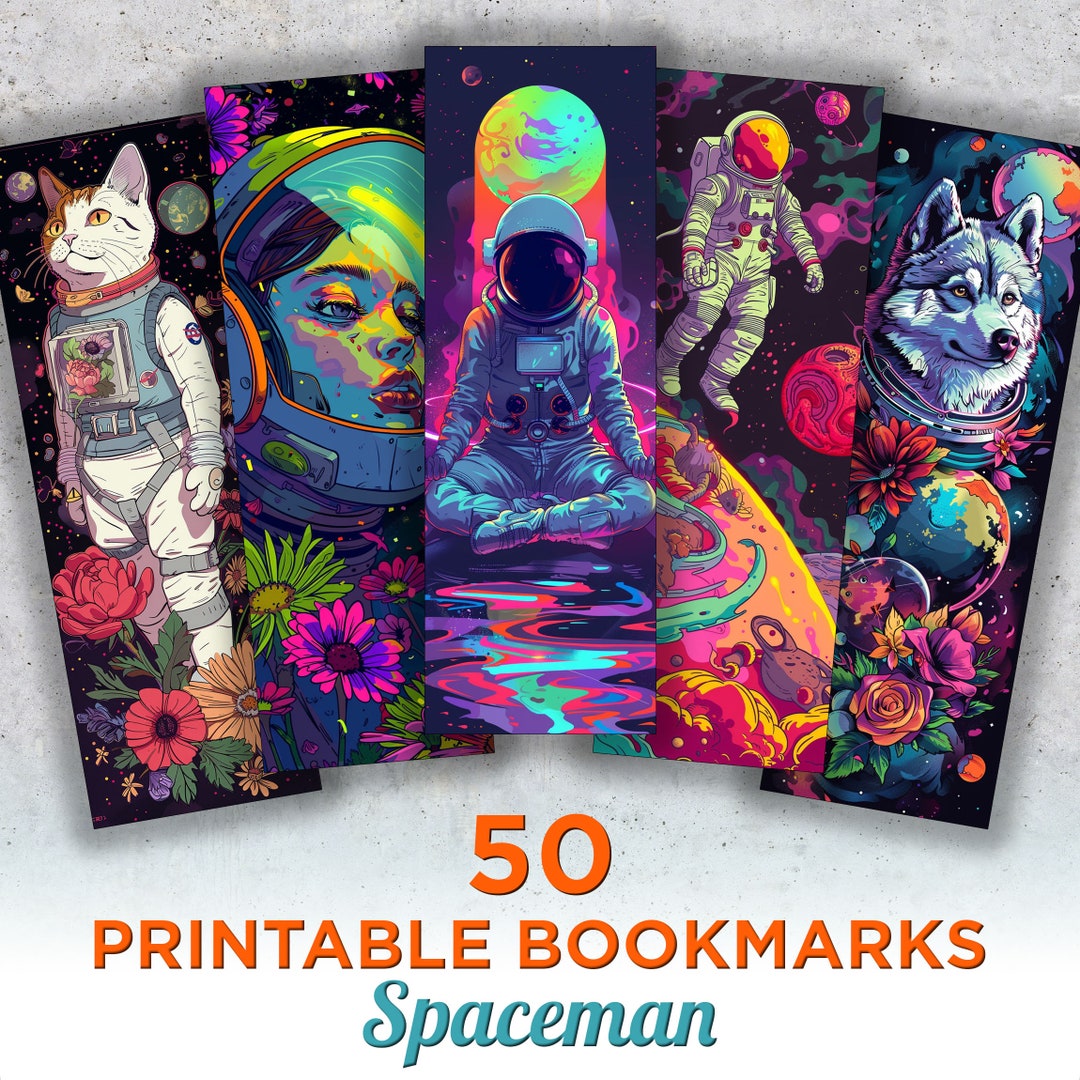 50 Astronaut Printable Bookmarks, Spaceman Digital Download Bookmark ...