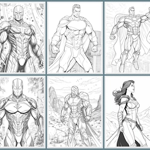 34 Superheroes Coloring Pages, Adults Printable Grayscale Hero Coloring ...
