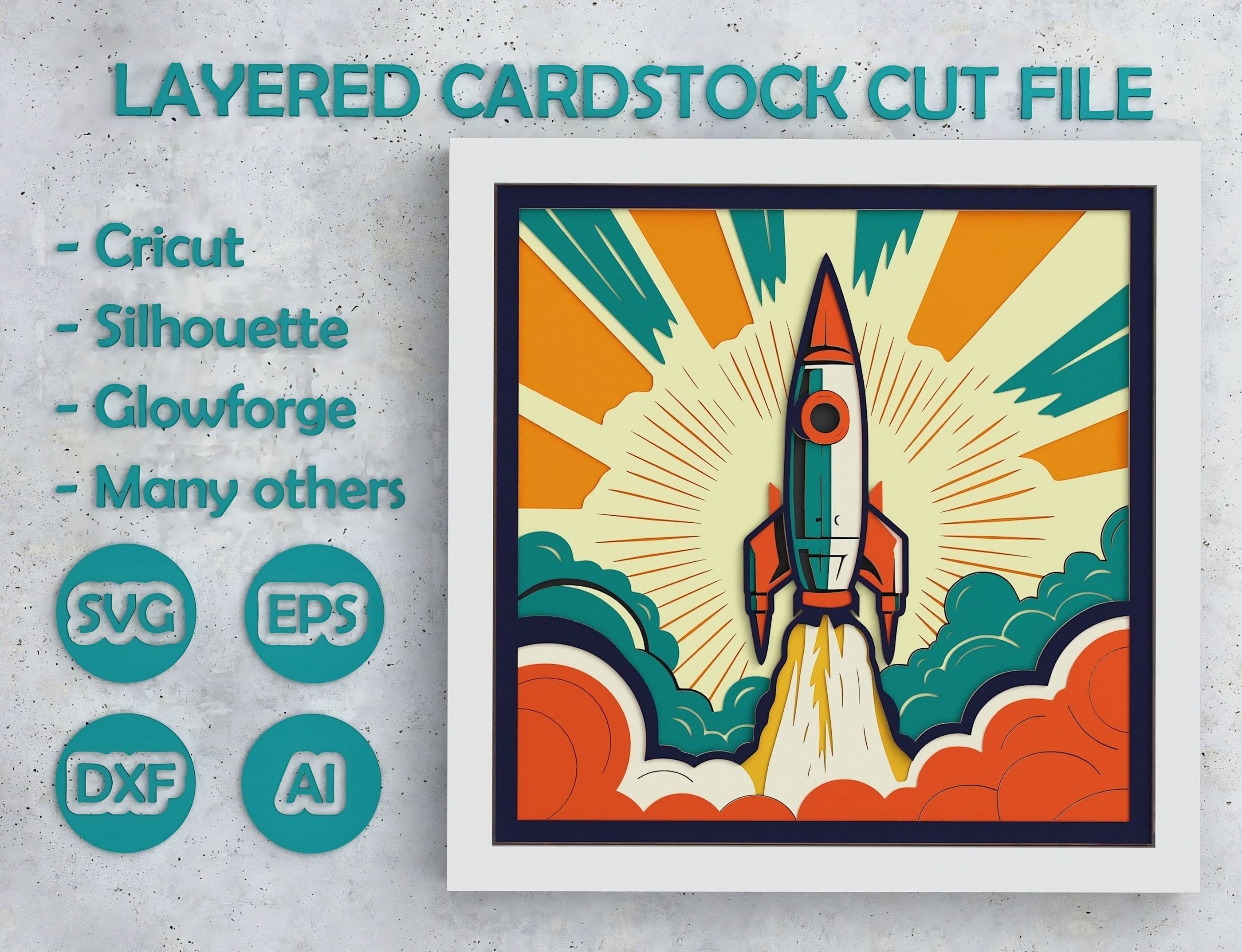 Space Launch Shadow Box, Rocket SVG Layered Design for Cricut ...