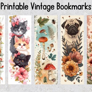 50 Vintage Printable Bookmarks, Floral Rare Digital Download Bookmark ...